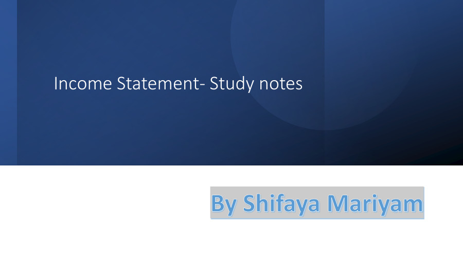 Income Statement Guide - PowerPoint Slides - MyPrivateTutor Qatar