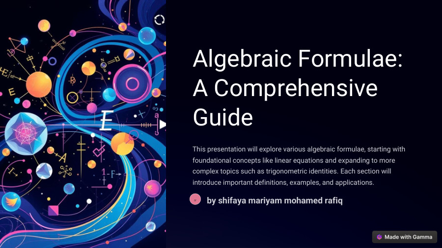Algebraic Formulae - PowerPoint Slides - MyPrivateTutor Qatar
